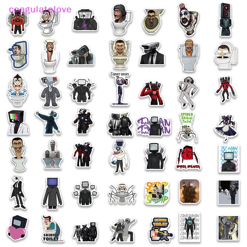 coagulatelove 50PCS Skibidi Toilet Cartoon Stickers Funny Game Decals ...