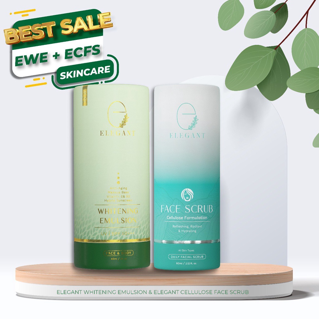 ELEGANT COSMETICS SET KOMBO ELEGANT WHITENING EMULSION & ELEGANT CELLULOSE FACE SCRUB ( EWE ...
