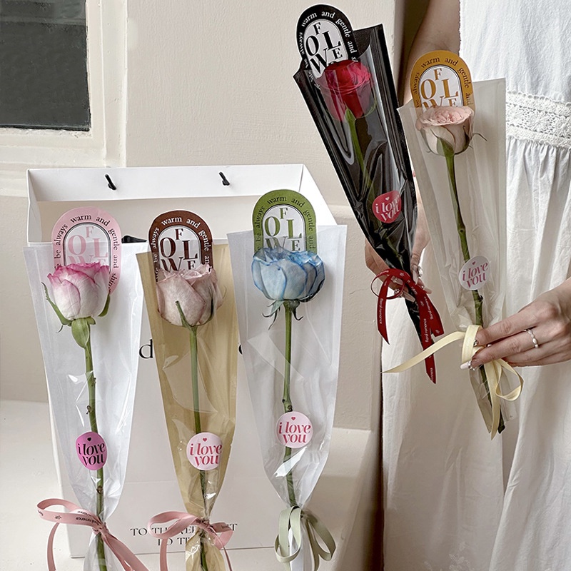 SHIOK England Style Wording Flower Single Flower Bag Wrapper For Flower ...