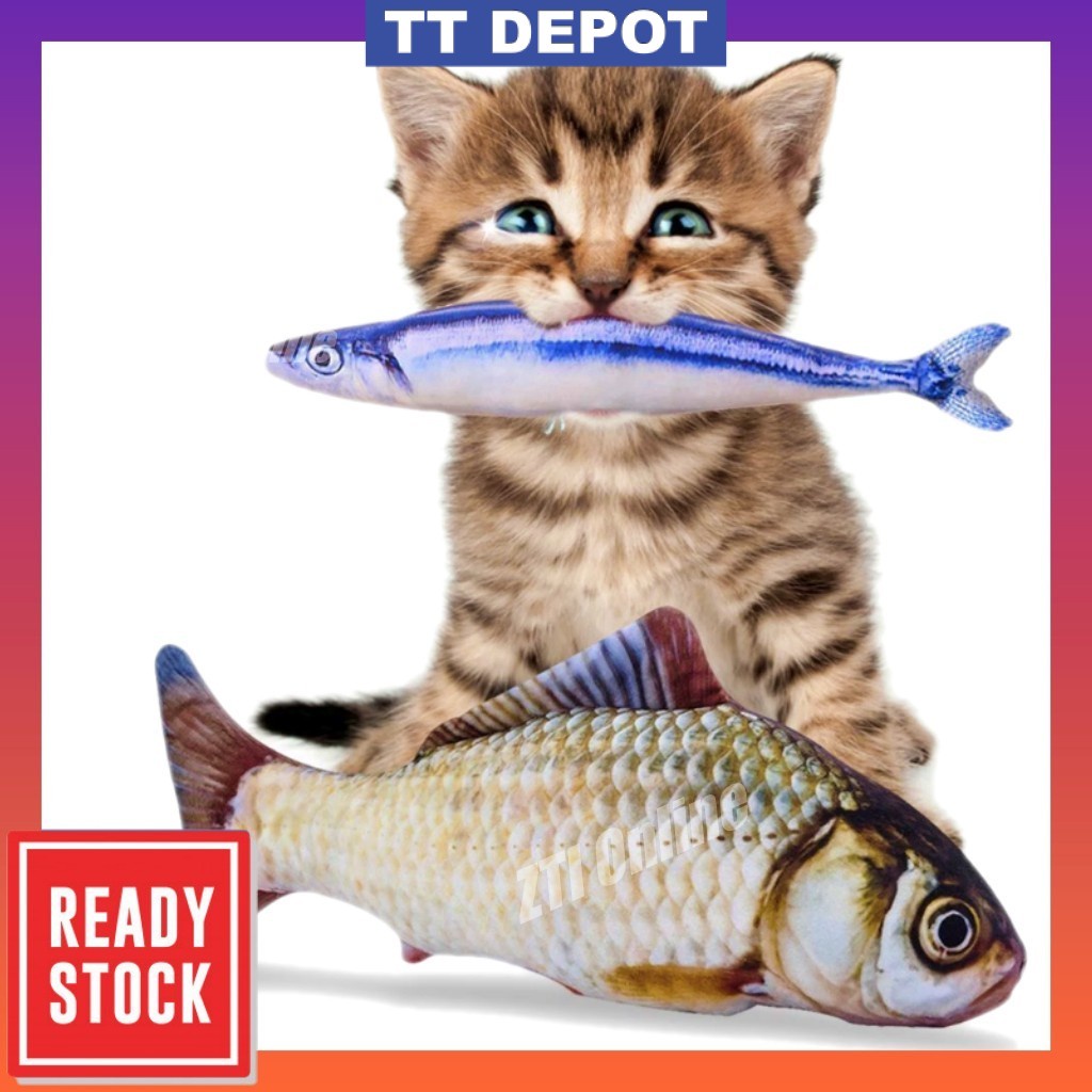 Artificial Fish Pillow Cat Scratching Toy Ikan Kucing Cat Toy Cat Fish ...