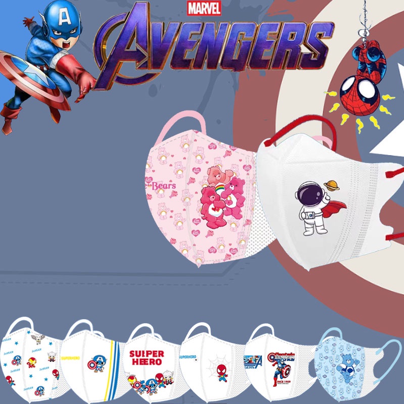 10PCS 3D Kids Mask 4-14 Years Old Children Marvel Mask Spiderman Iron ...