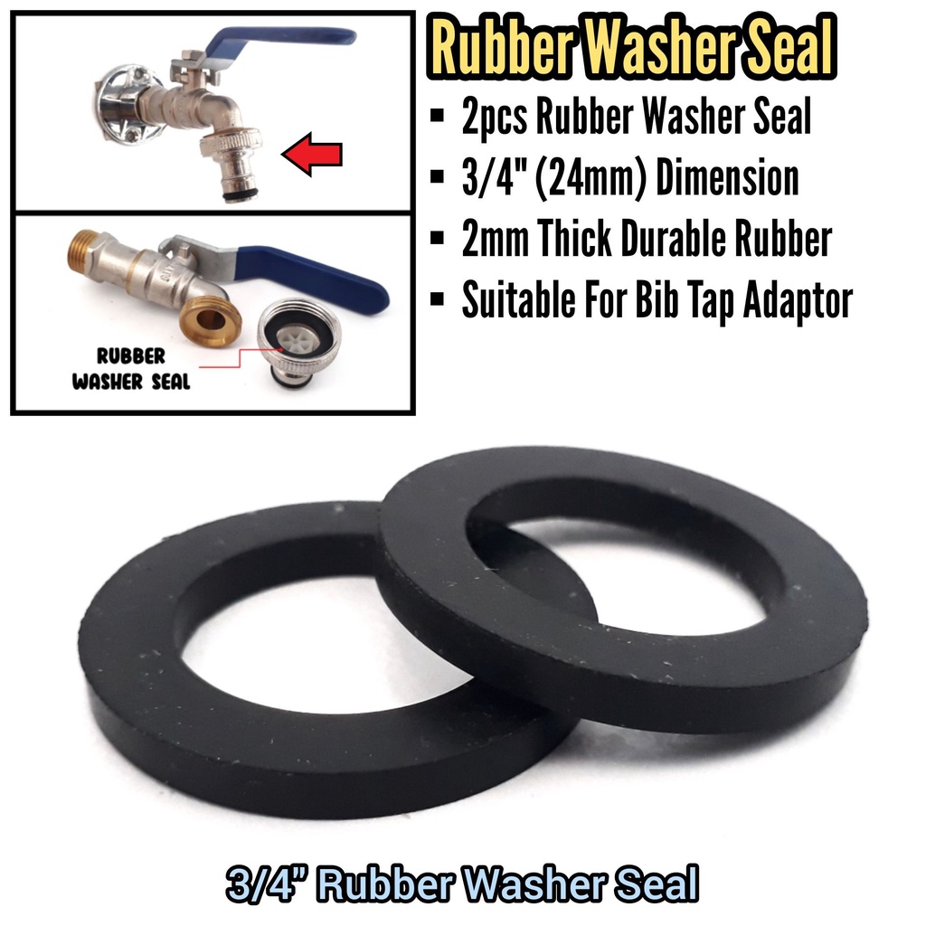 2pcs 3/4Inch Rubber Washer Seal For Bib Tap Adaptor Waterbibtap ...