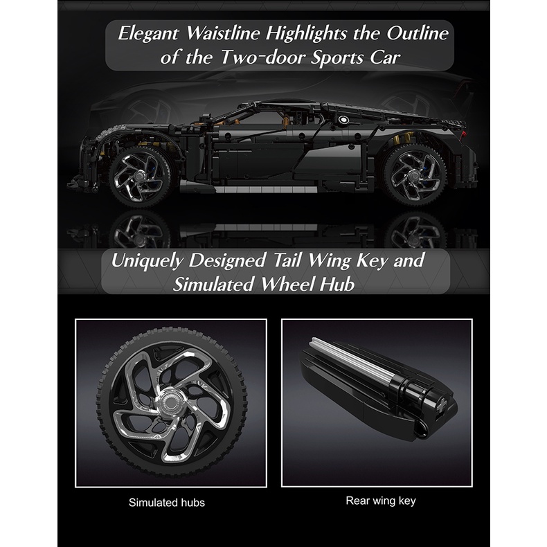 Mould King 13163 Technic Bugatti La Voiture Noire (Dynamic Version ...