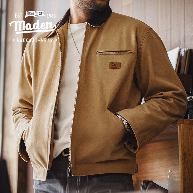 Retro work style men youth 2025 autumn new tough guy American Detroit ...