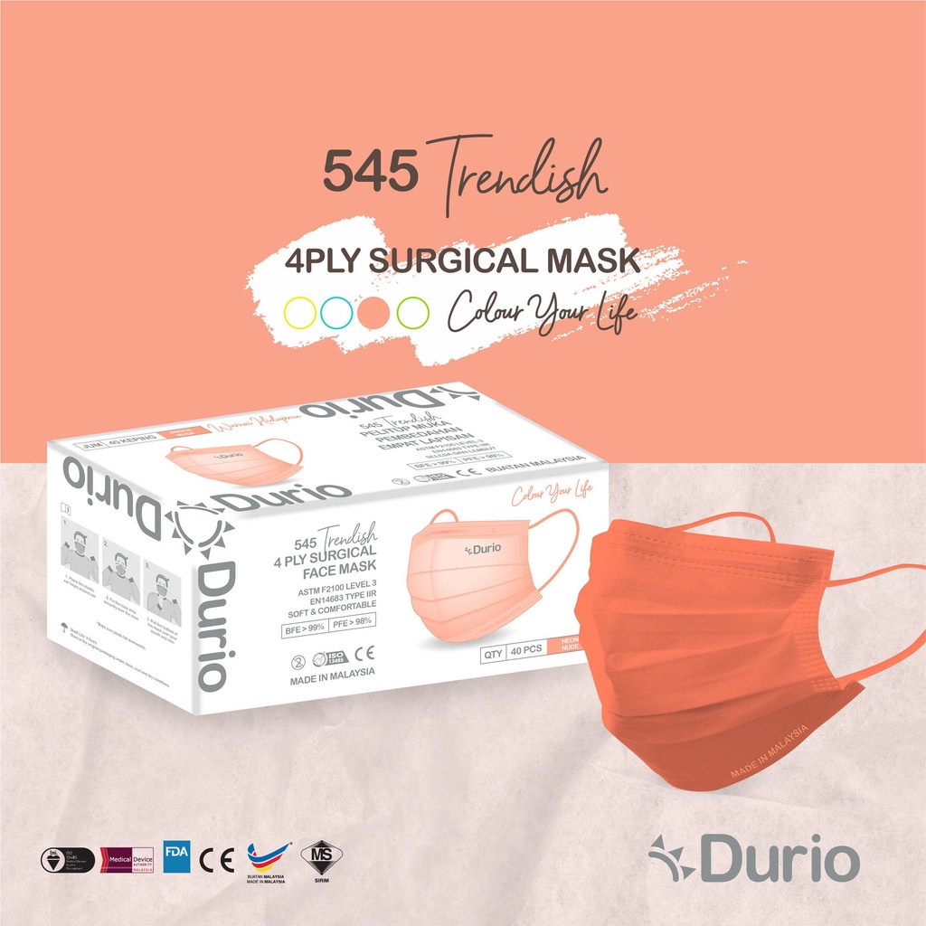 DURIO (NEON NUDE) FACE MASK Surgical 4 PLY ( SIRIM CERTIFIED ) | Shopee ...