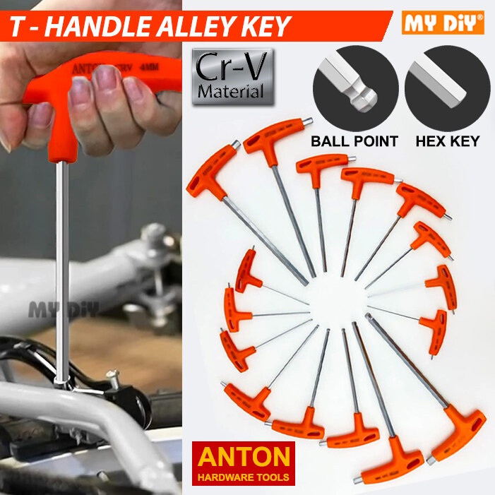 ANTON CRV 2 WAY T HANDLE ALLEY KEY HEX KEY & ALLEY KEY BALL POINT ALLEY ...