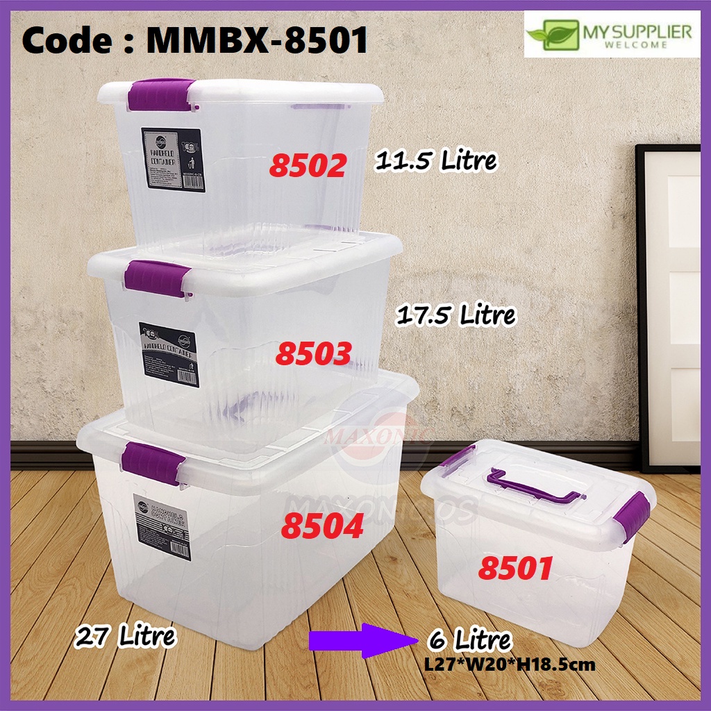 MMBX-8501 Maxonic 8501 Storage Box With Handle 6 LITRE (+-)L27*W20*H18.5cm | Shopee Malaysia
