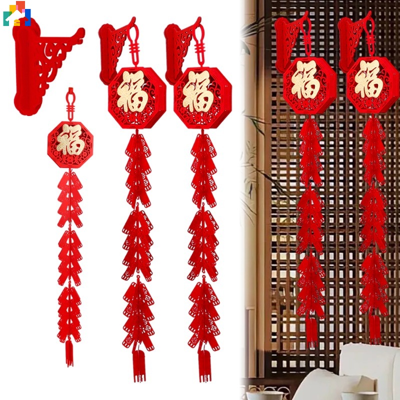 Exquisite New Year Chinese Fu Character Non-woven 3D Firecrackers ...