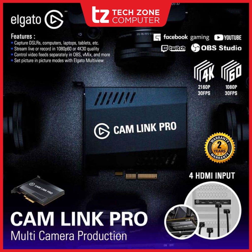 ELGATO CamLink PRO 4K30 / 1080p60 PCIe camera capture card, 4 HDMI ...