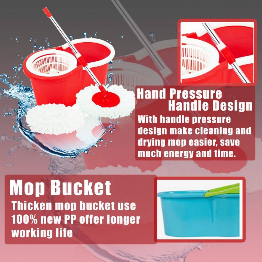 , Magic Tornado Mop 360 Easy Rotating Map Floor Cleaning Mop Hand Spin ...