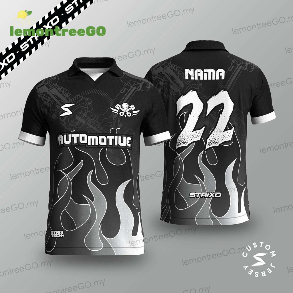 Jersey Viral Custom Name Baju Raya 2024 Viral Retro Collar Jersey Black ...