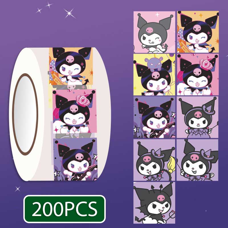 200Pcs/Roll Sanrio Sticker Laptop Sticker Luggage Cartoon Sanrio Kuromi ...