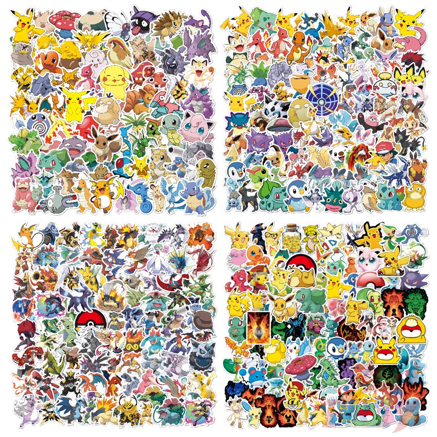 100Pcs/Set Pokémon . Pocket Monsters Stickers DIY Fashion Waterproof ...