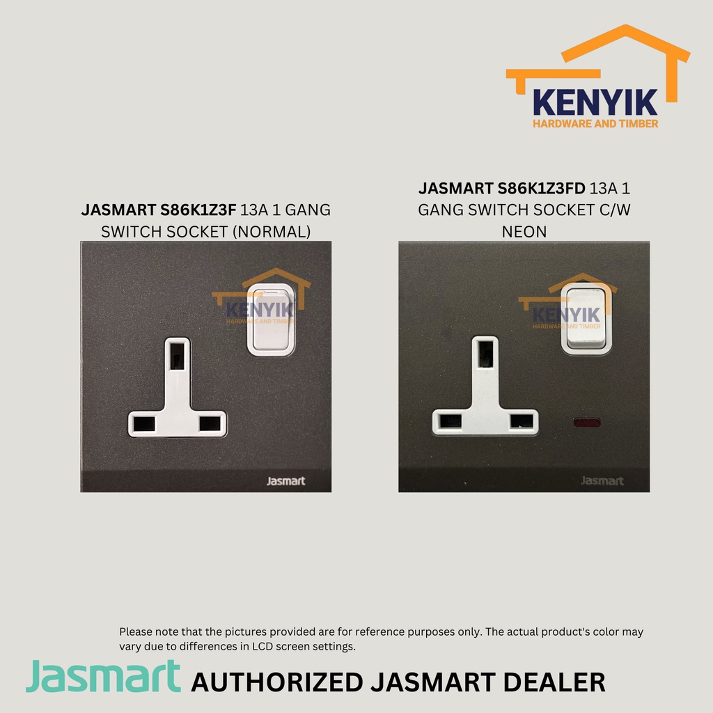 JASMART 13A 1 Gang Switch Socket Outlet (c/w Neon) (S-Series Bronze ...