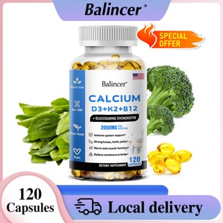 Balincer Calcium Supplement - with Vitamins D3 + K2 + B12 for Bone Health and Joint Health ...
