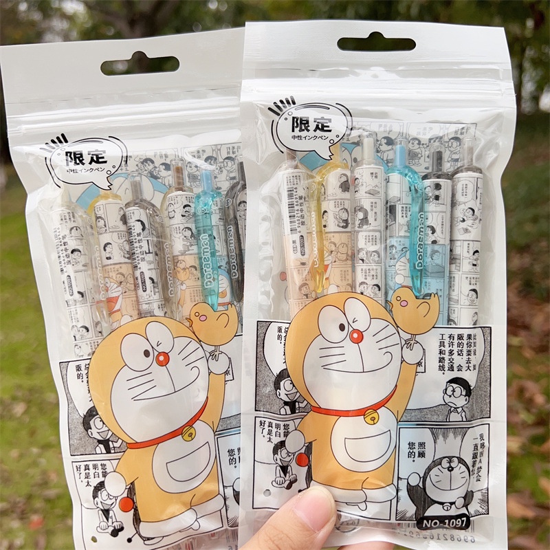 6 Pcs/set Doraemon Gel Pen Cute Black Ink Carbon Pen Student Pen ...