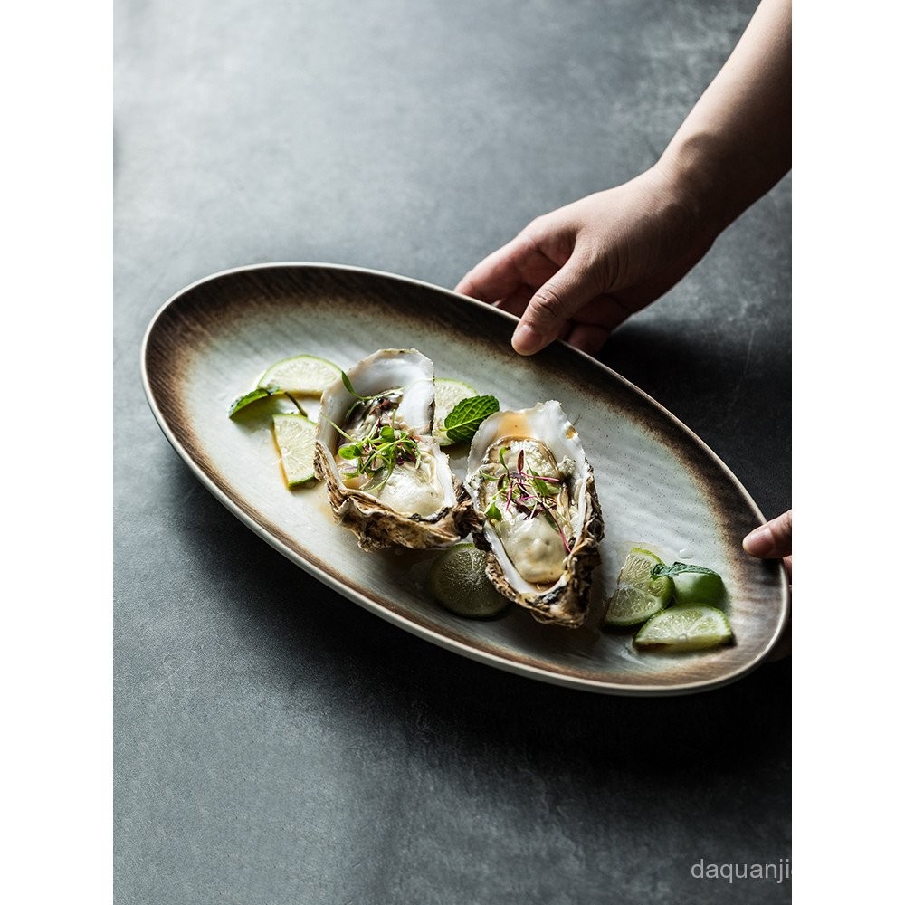 High-end Restaurant Large Fish Plate Ceramic Plate Steamed Oyster ...