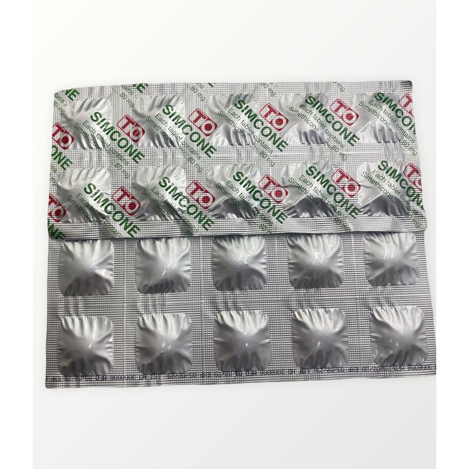 SIMCONE SIMETHICONE 80MG 10'S CHEWABLE (STRIP) (EXP:11/2027) | Shopee ...