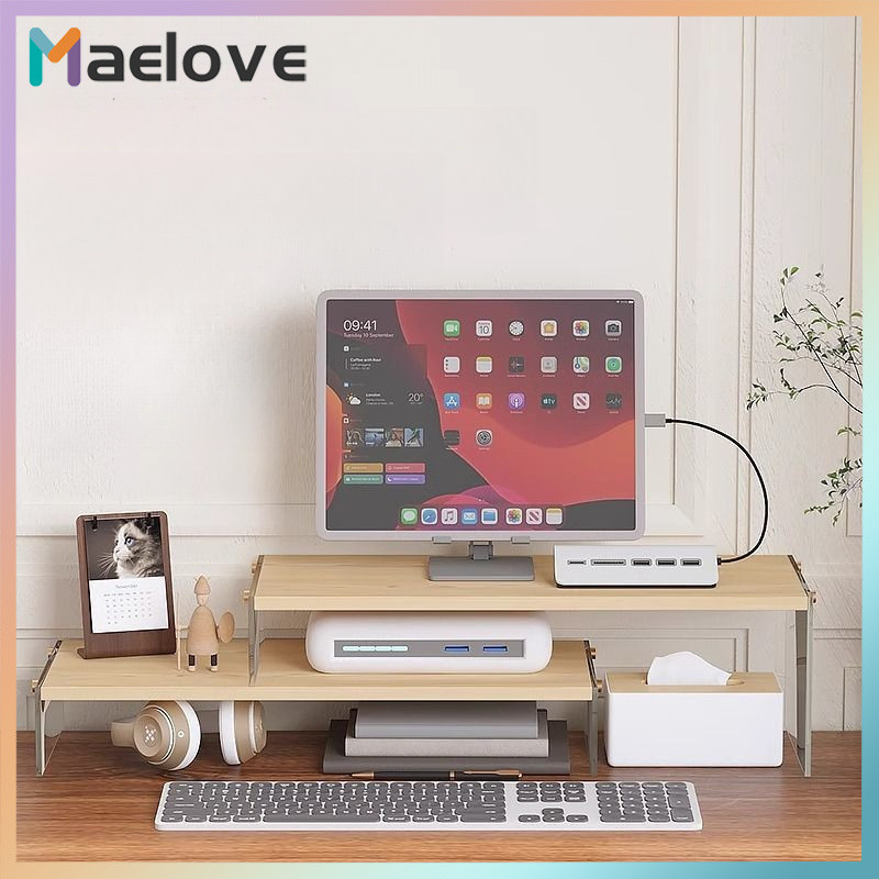 Desktop Computer Heightening Rack Acrylic Monitor Desktop Storage Rack ...
