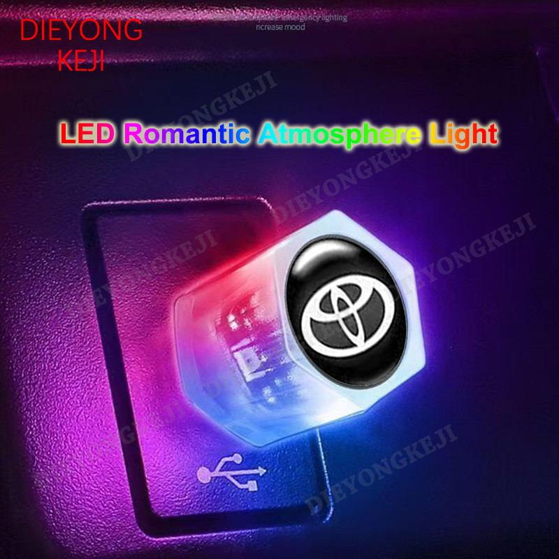 [Ready Stock] Toyota Logo Mini USB Car Ambient Light Colorful Flash LED ...