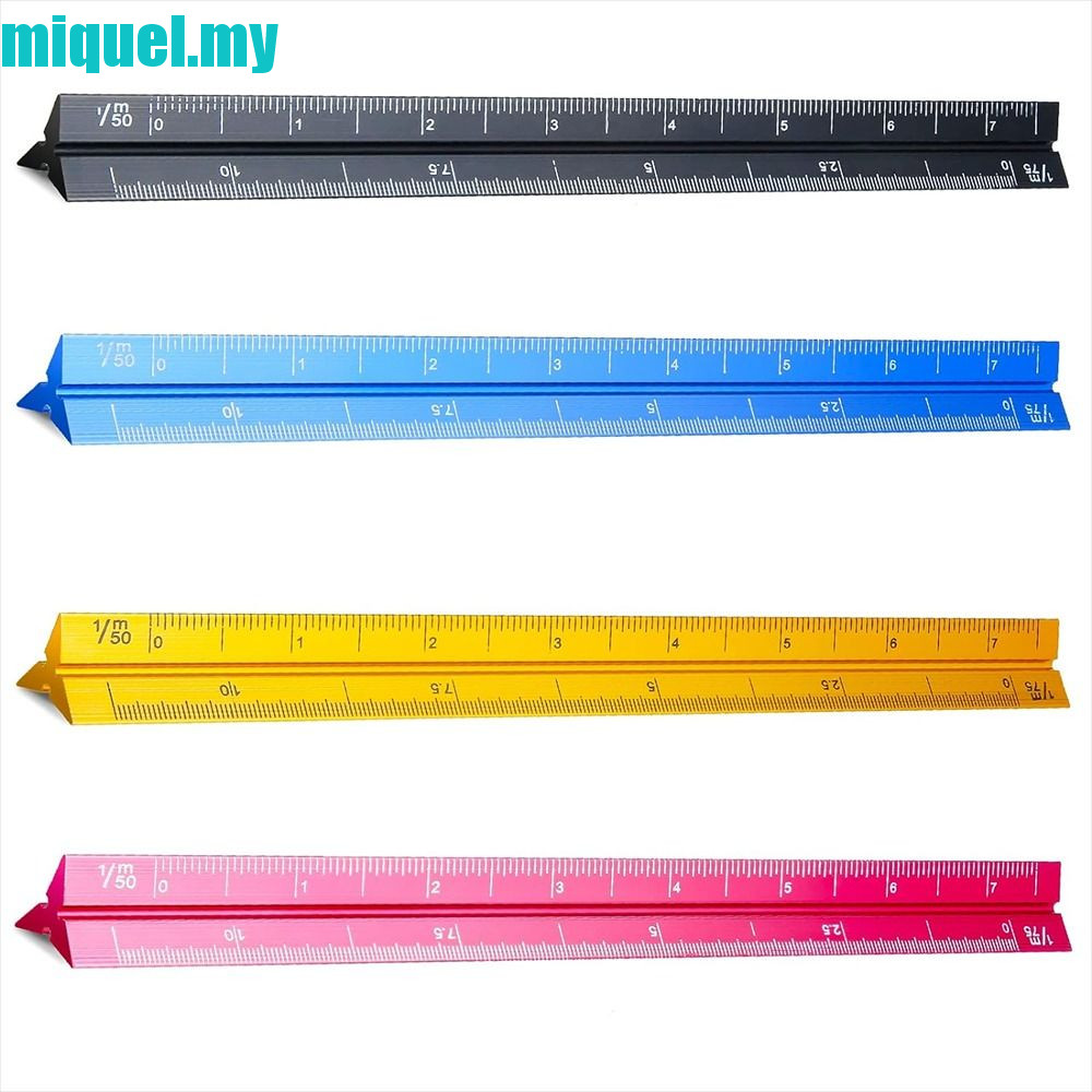 MIQUEL Triangular Scale Ruler, Aluminum Alloy Multi-function Measuring ...