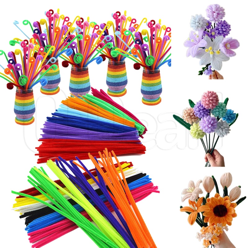 10/100Pcs DIY Handmade Twisting Stick Plush / Handicraft Bouquets Pole ...