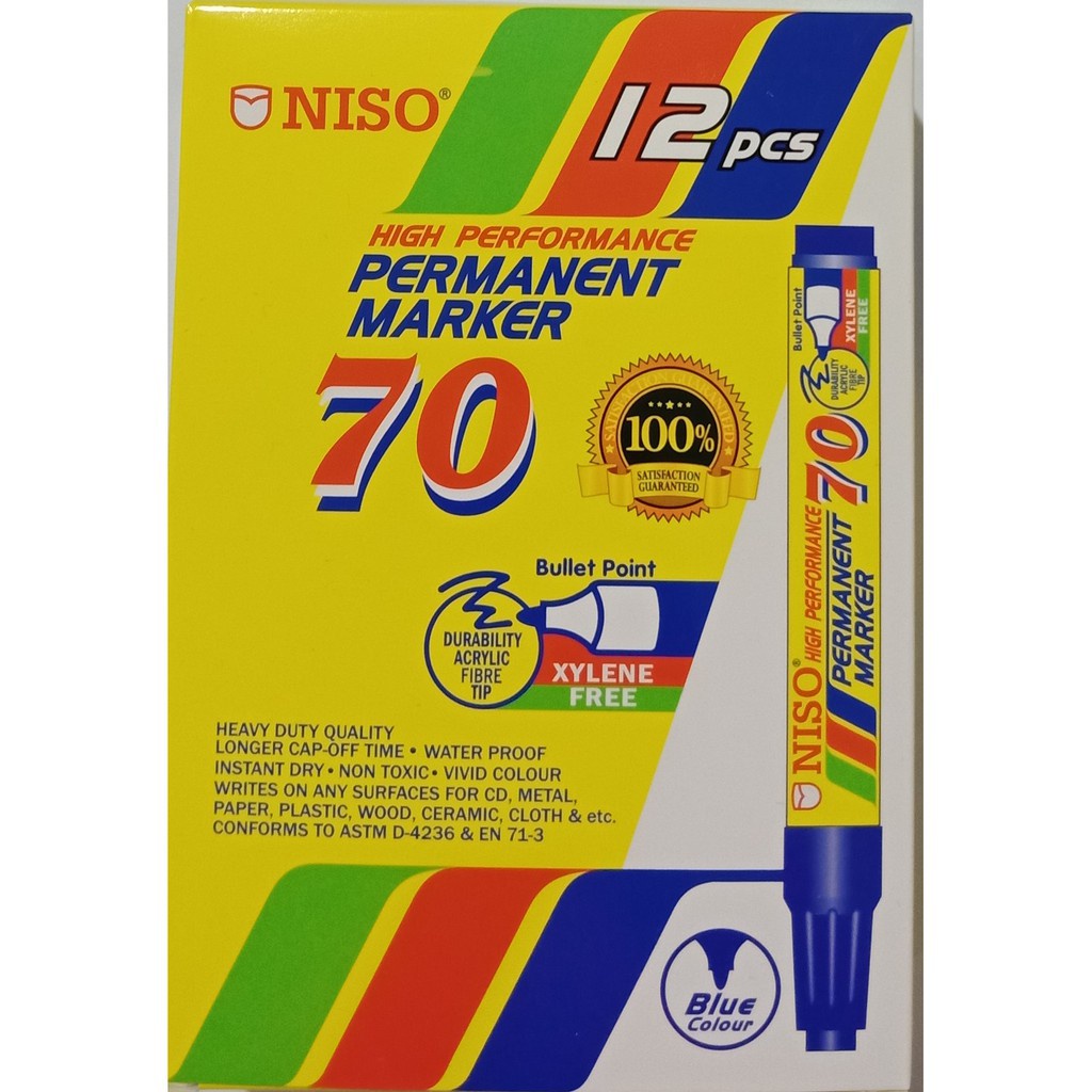 NISO 70 / A70 500 Permanent Marker Pen (12pcs/box) | Shopee Malaysia