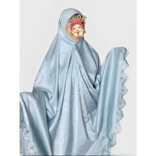 Telekung Awning Sulam Bunga Satin Silk Jacquard Hijab Hijabista ...