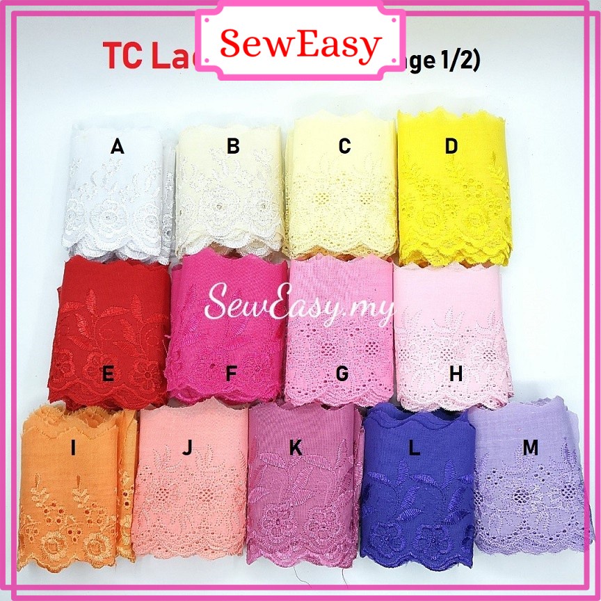 3" Colourful Cotton Lace / TC Lace / Lace Telekung | Shopee Malaysia