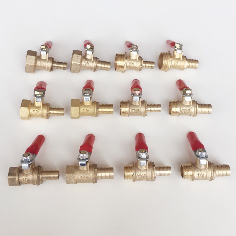 1/4" 3/8" 1/2" Brass Barbed Ball Valve 8mm 10mm Barb Copper Brass Ball ...