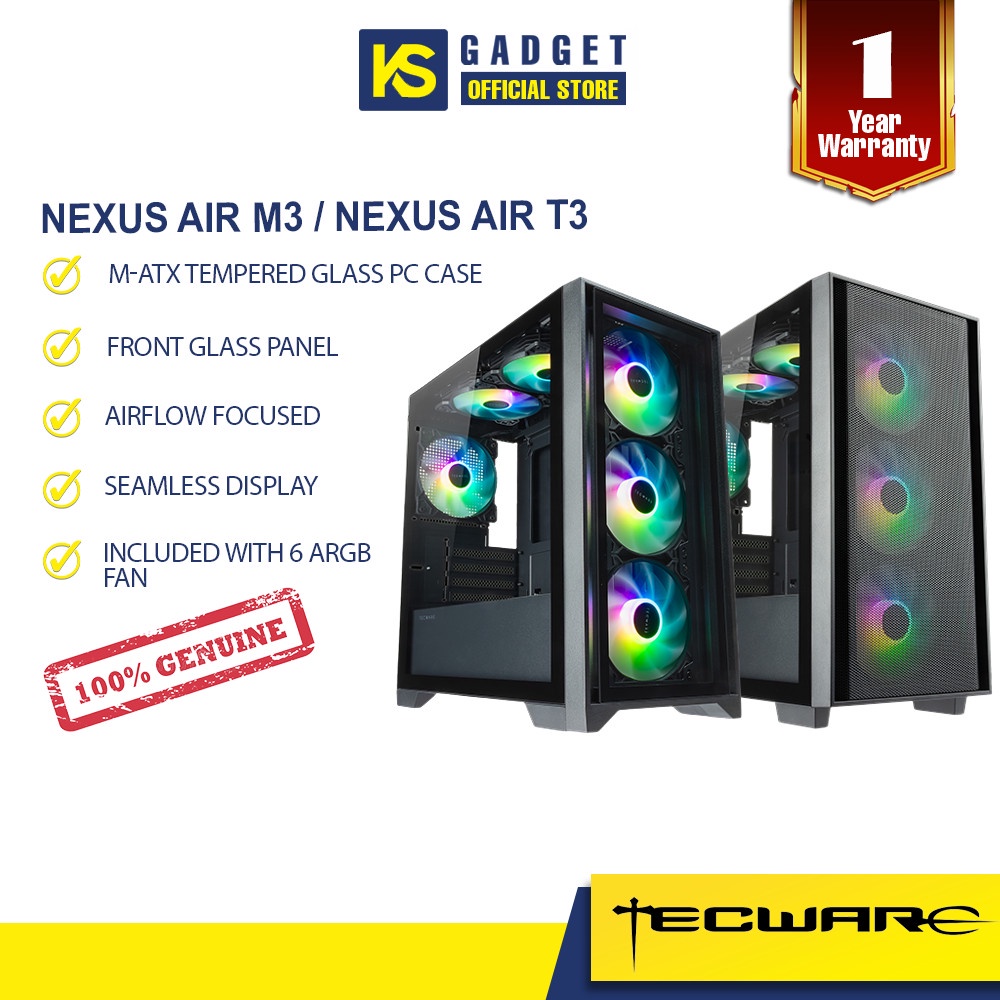 Tecware Nexus Air M3 / Nexus Air T3 MATX TEMPERED GLASS PC CASES ( With ...