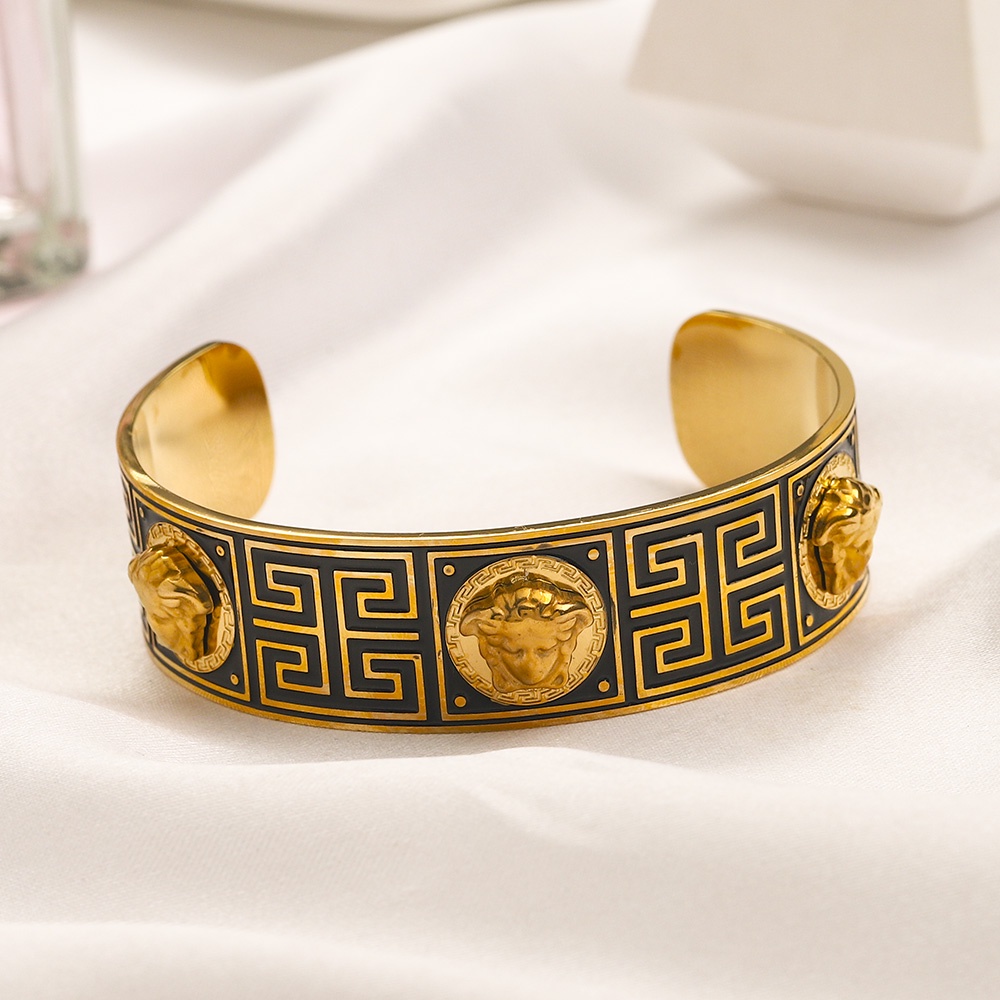 Casual Versace Bracelet Delicate Bangle Hollow CD Letter Logo Titanium ...