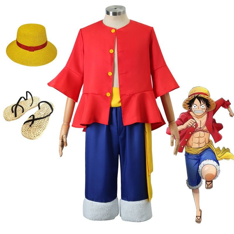 One Piece Luffy clothes Luffy cos straw hats straw shoes adult and ...