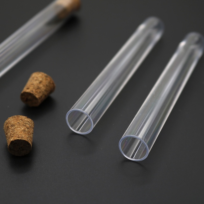 10Pcs 12x100mm Transparent Laboratory Plastic Test Tubes with Caps ...