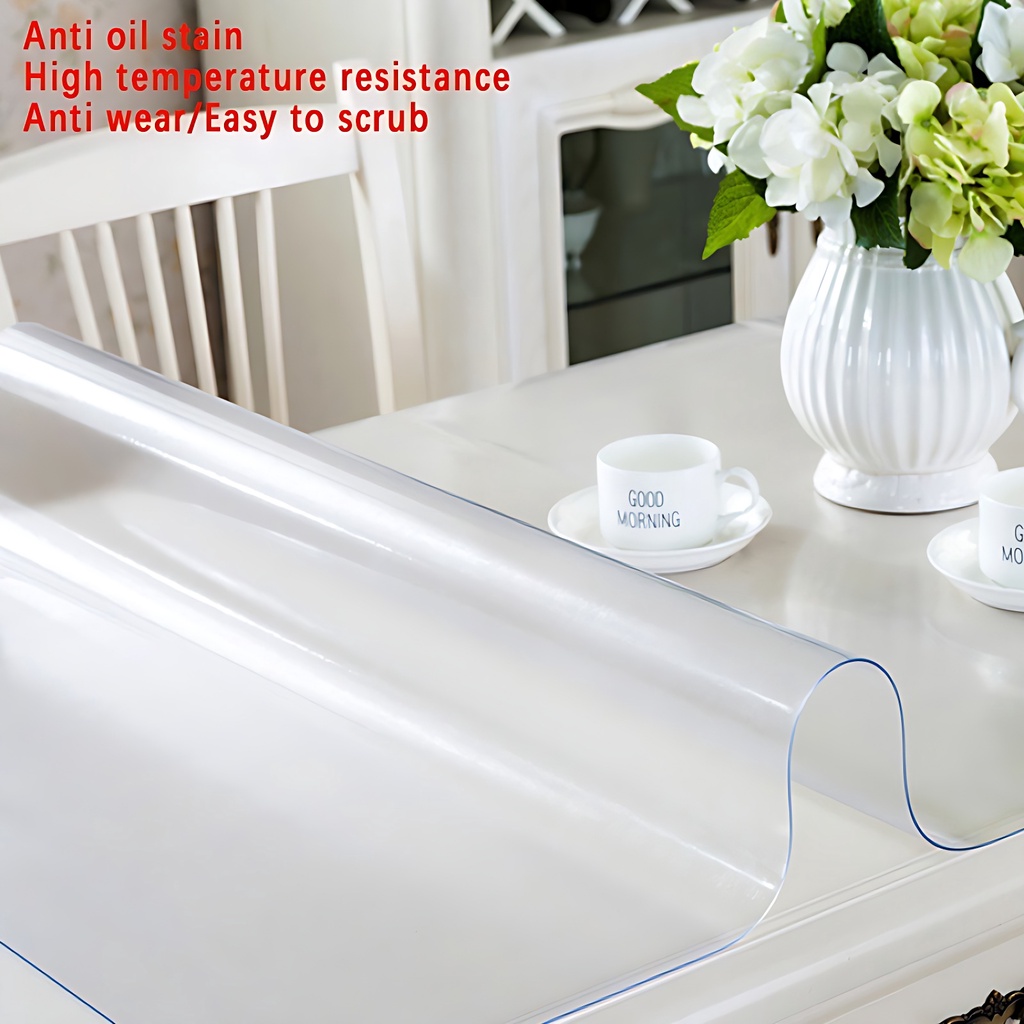 Square Table Tablecloth Waterproof Oil Resistant Soft Glass PVC Scald ...
