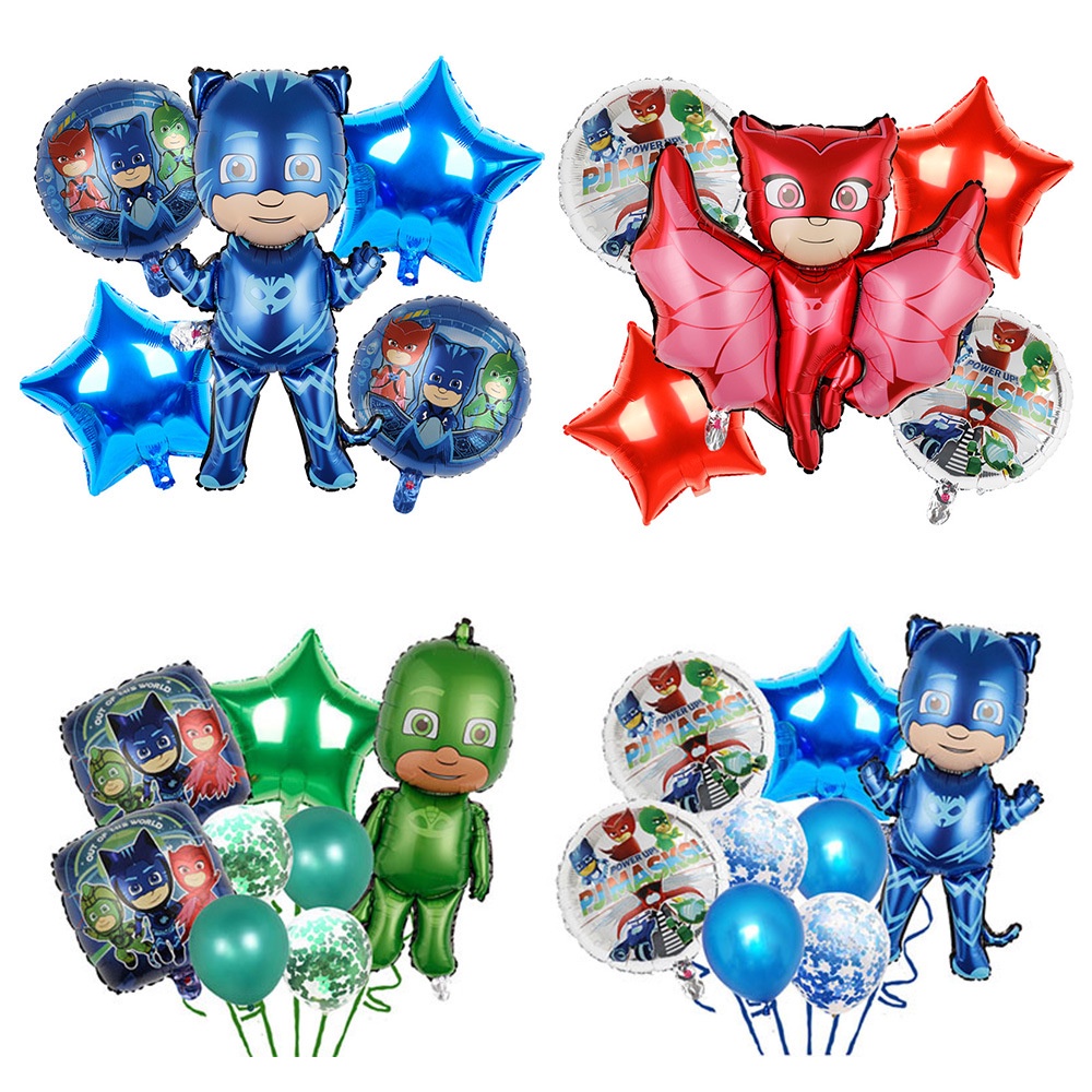 PJ Masks Theme Foil Balloon Set Cartoon Characters Kids Boy Birthday ...