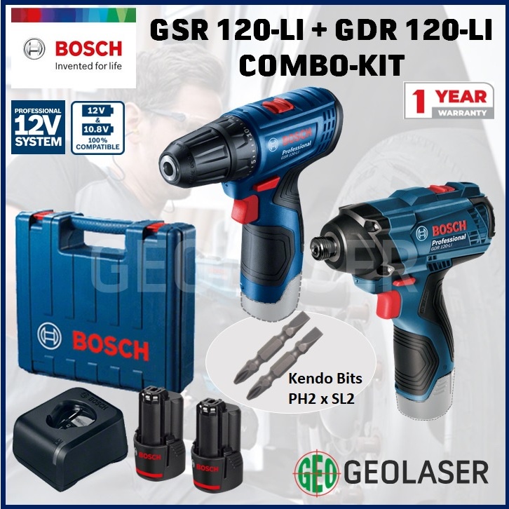 BOSCH 12V GSR 120-Li + GDR 120-Li COMBO SET WITH 2 X 2AH BATTERY, 1X ...