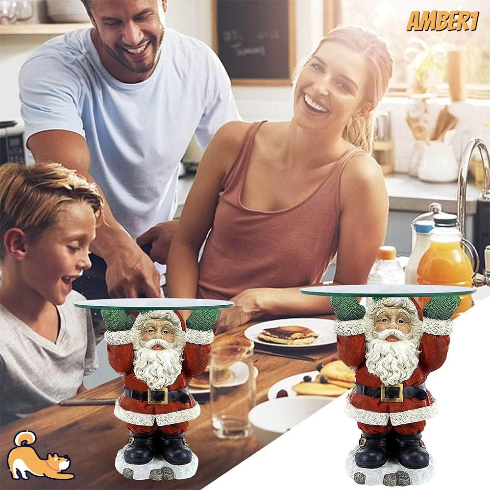 AMBER1 Santa Claus Snack Tray Rack, Resin Waiter Design Santa Claus ...