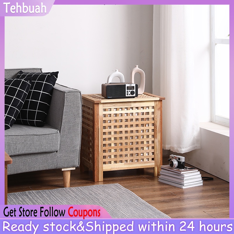 Solid Wood Bedside Table Sofa Side Table Storage Rack Creative Home ...