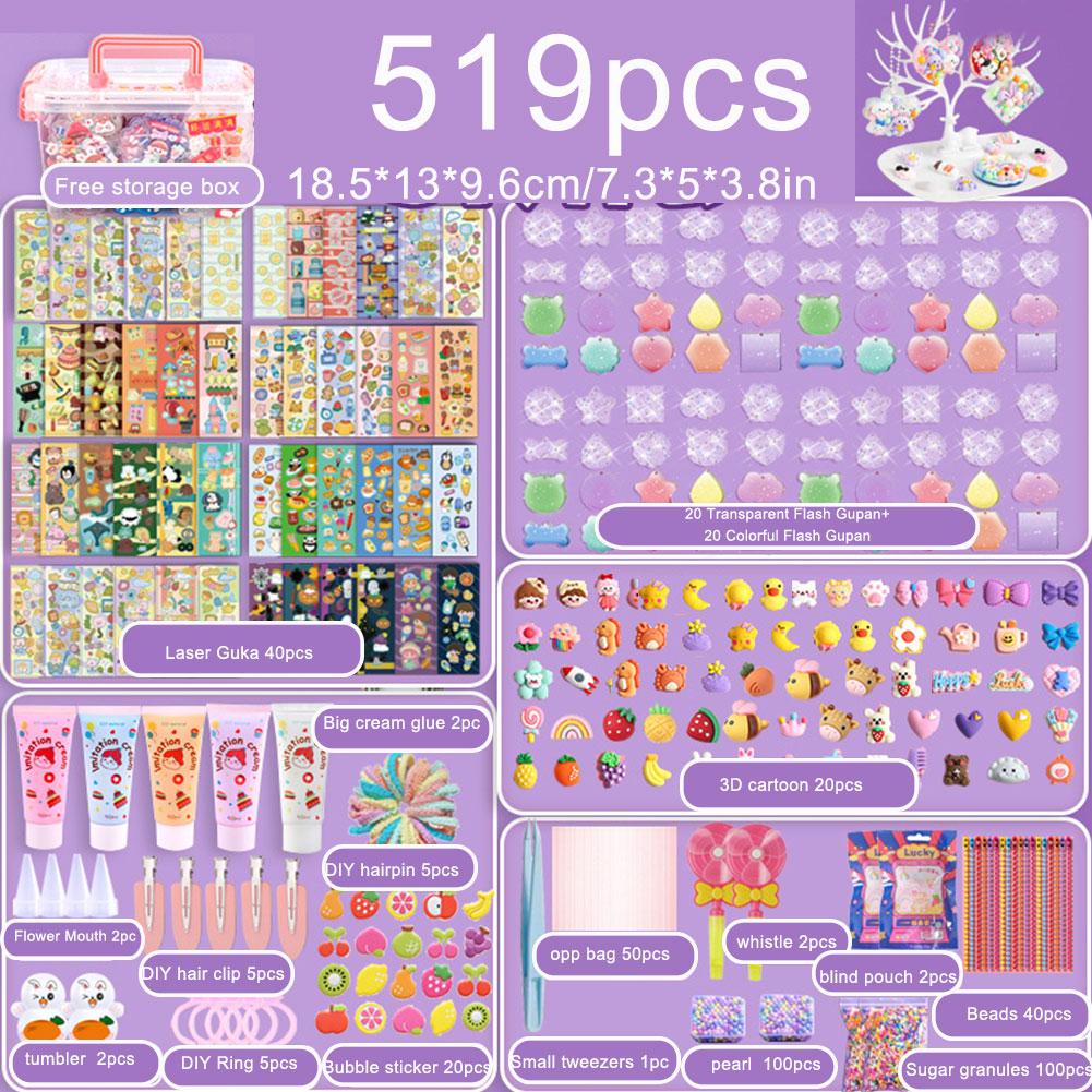 519pcs Cream Glue Goo Card Sticker Material Package Set For Girls ...