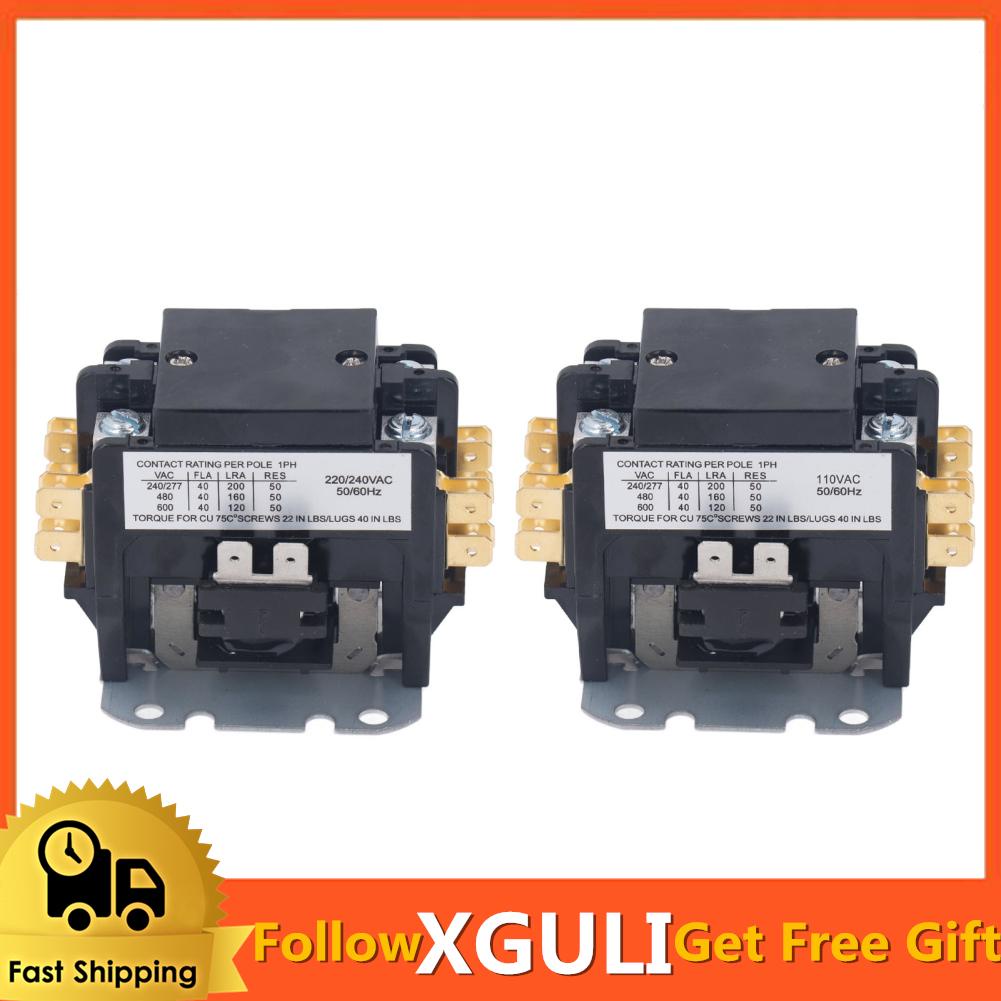 Xguli Air Conditioner Contactor 40 Amp 2 Pole Silver Alloy Contact ...