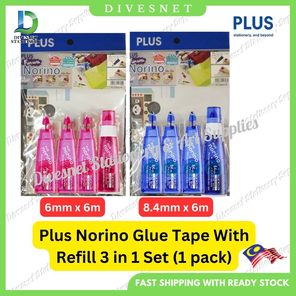 Plus Norino Glue Tape With Refill 3 in 1 Set (6 Meter) Gam Tape 胶带 ...