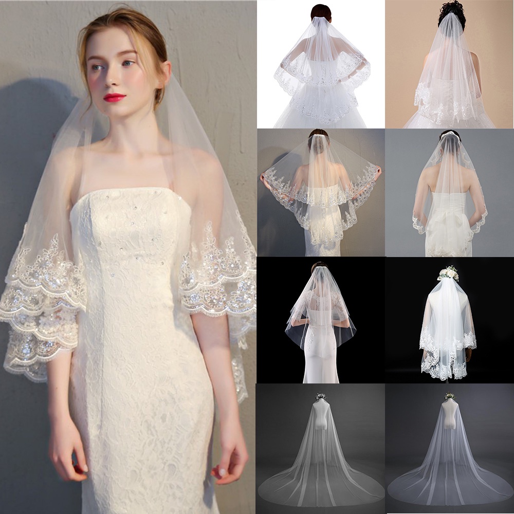 🇲🇾 Ready Stock Deartiara Nikah, Bride Veil, Veil Minimalist, Off White ...