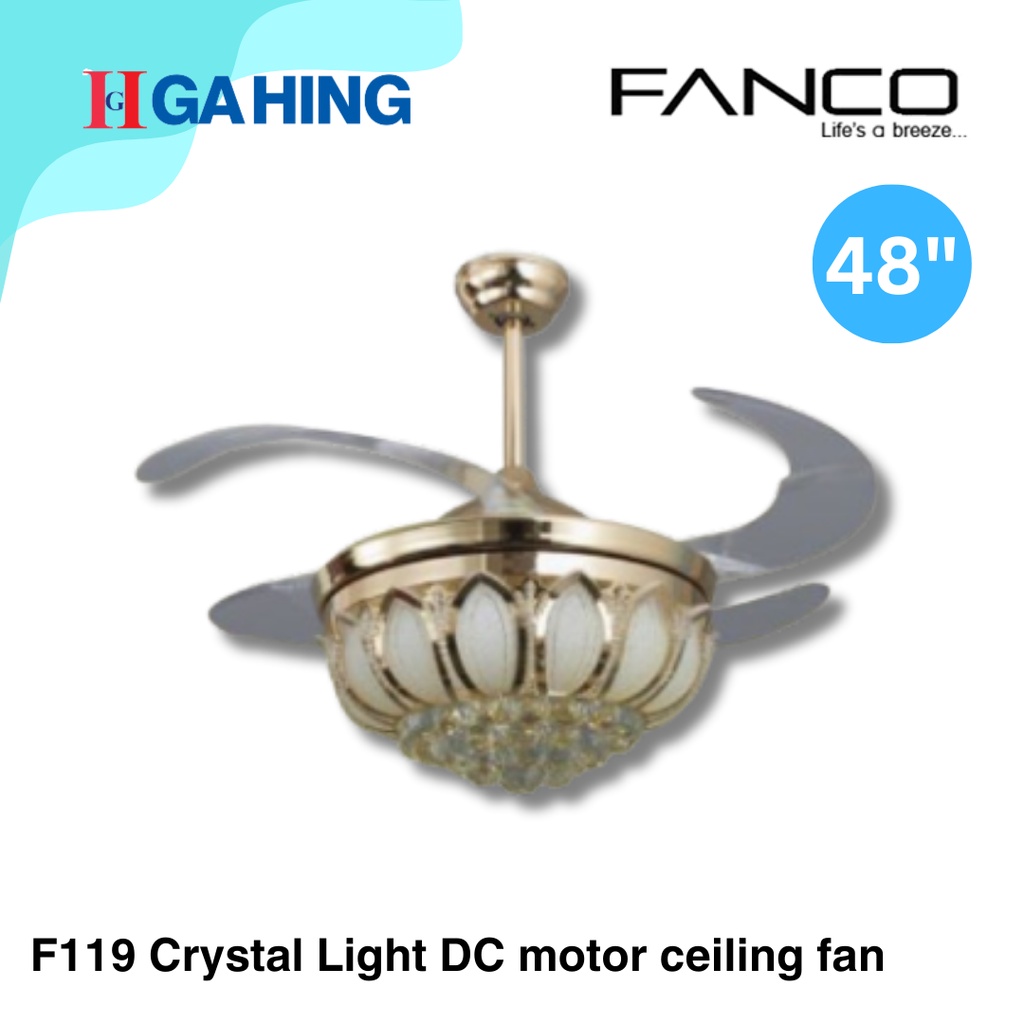 Fanco F119 Crystal Light DC motor ceiling fan / Kipas Hiasan / Syiling ...