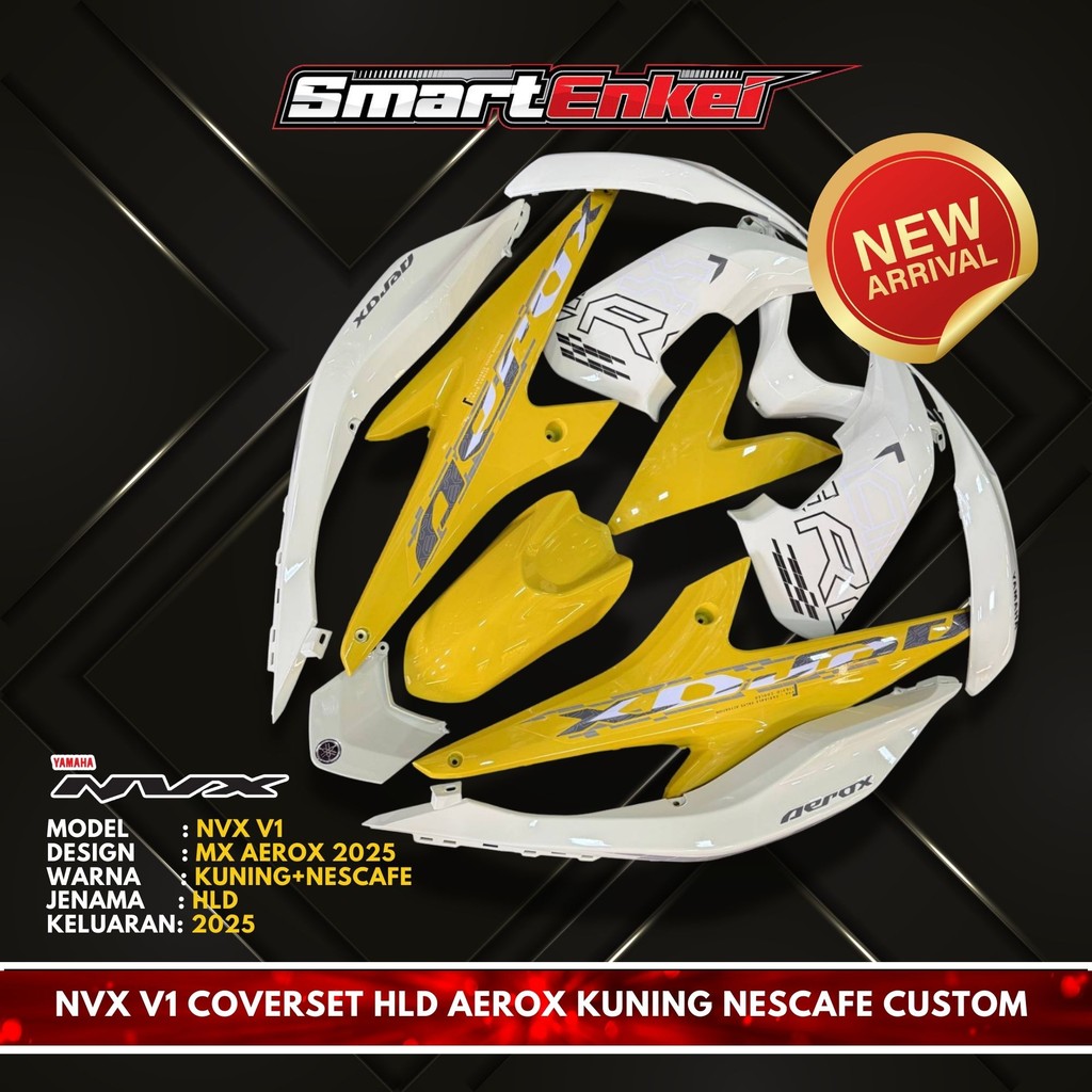 NVX V1 COVERSET AEROX KUNING NESCAFE CUSTOM HLD | Shopee Malaysia