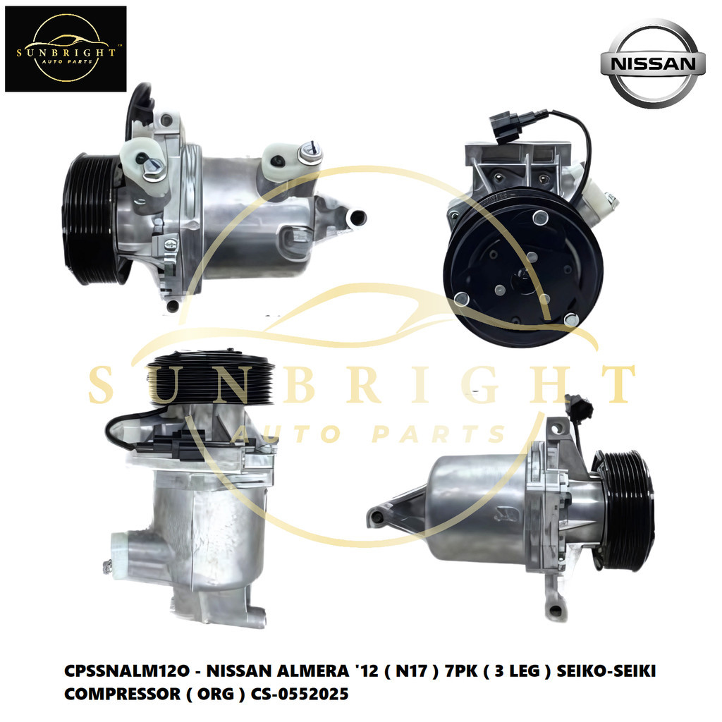 NISSAN ALMERA '12 ( N17 ) 7PK ( 3 LEG ) SEIKO-SEIKI COMPRESSOR ( ORG ...