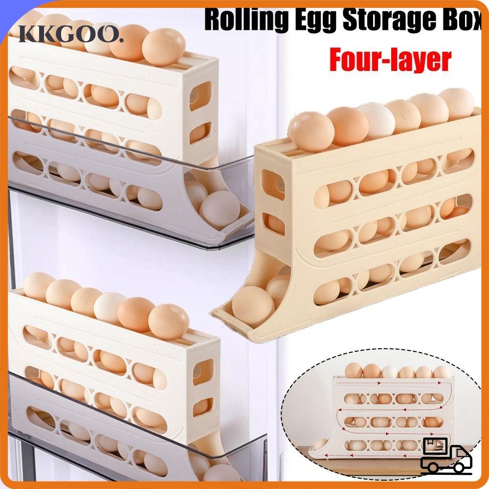 KKGOO Egg Roller Rack, Egg Holder Tray Space Saving Automatic Egg ...