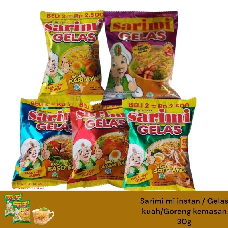 Sarimi mi instan / Gelas kuah/Goreng kemasan 30g-35g. | Shopee Malaysia
