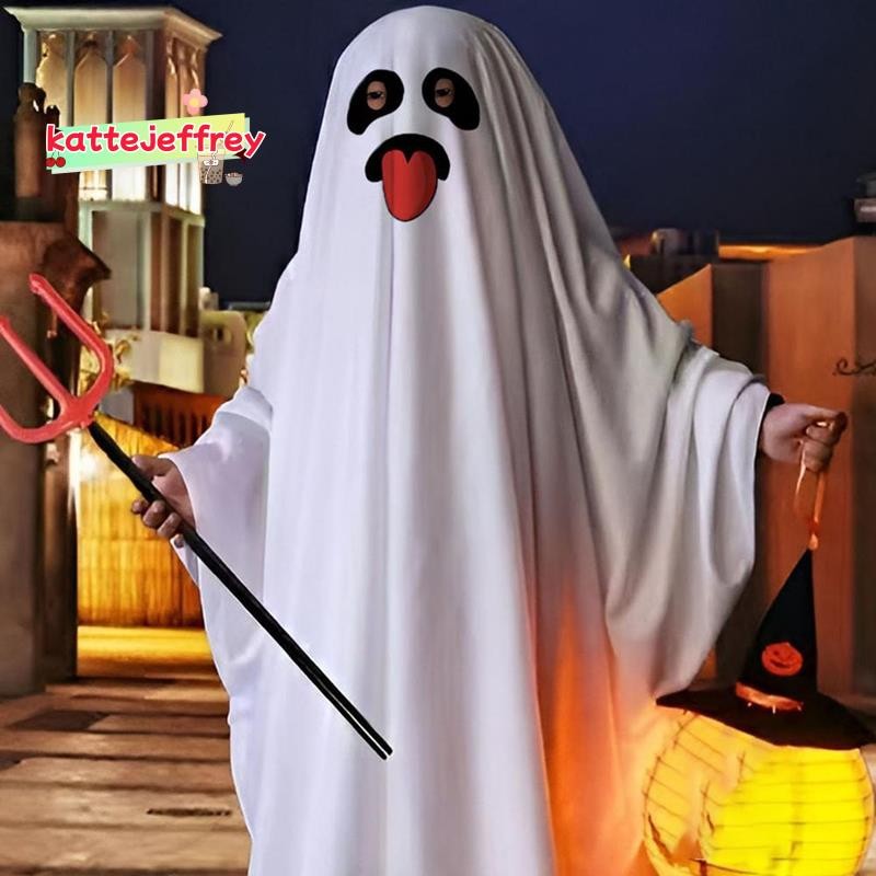 Ghost Costume for Kids White Ghost Cloak Cosplay Outfits Role Play ...