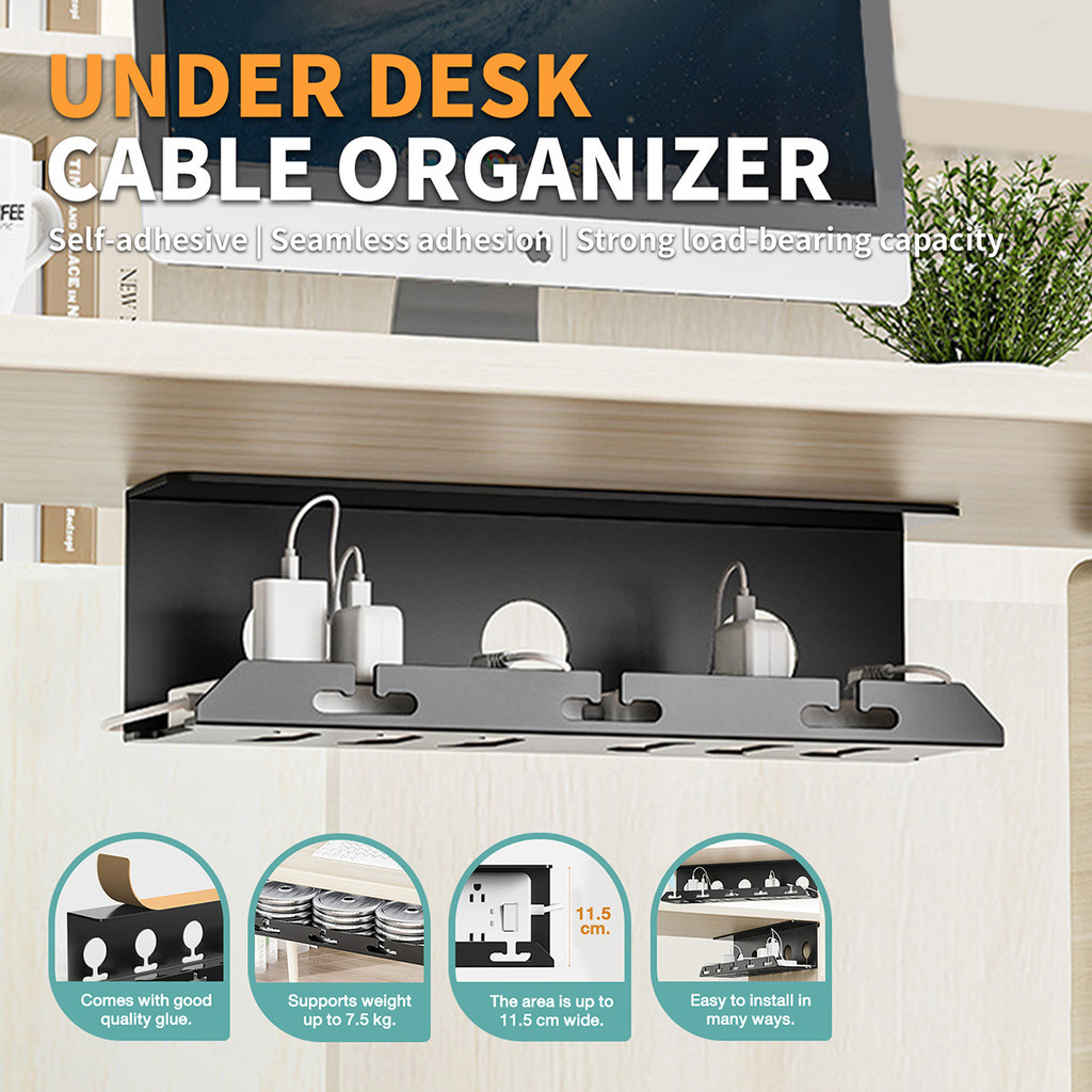 Under Desk Cable Management Tray Rack Computer Cord Storage No Drill ...